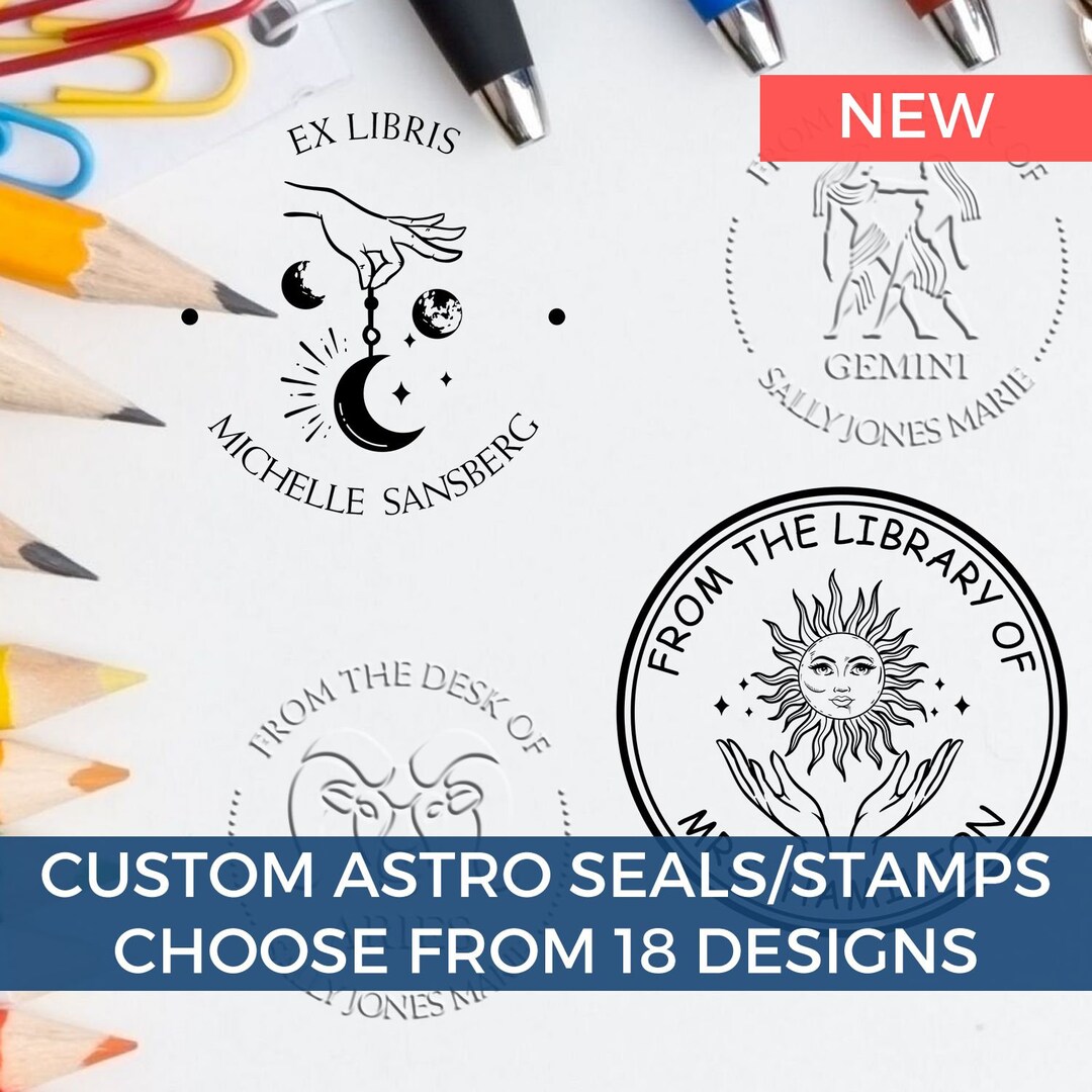 Custom Library Book Seal, Wiccan Designs, Witchy Gift Idea ...