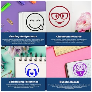 Fun Emoji Stamps, Self-inking or Hand Stamps, Smiley Face, Happy Face ...