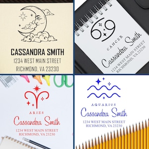 Astro Sign Personalized Address Stamps, Witchy Gifts, Custom Rubber ...