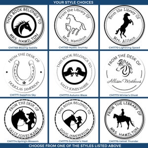 Personalized Western Horse Book Embossing Stamp - Customizable, Horses ...