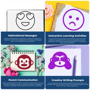Fun Emoji Stamps, Self-inking or Hand Stamps, Smiley Face, Happy Face ...