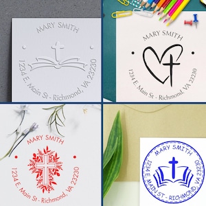 Personalized Christian Address Stamps & Embossing Seals, Return Address ...