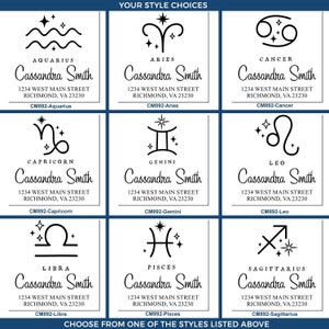 Astro Sign Personalized Address Stamps, Witchy Gifts, Custom Rubber ...