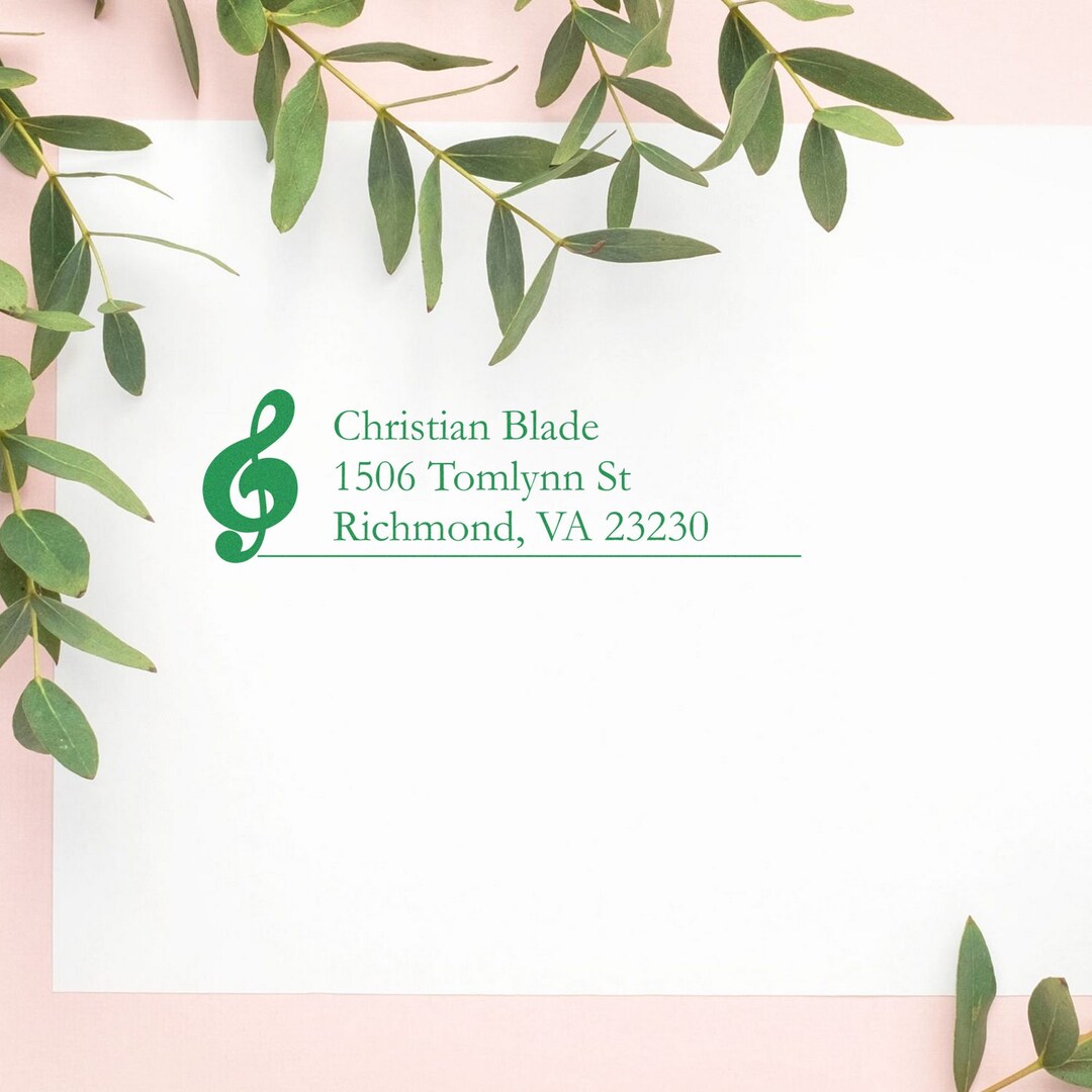 Music Note Custom Return Address Stamp | Personalized Rubber Ink ...