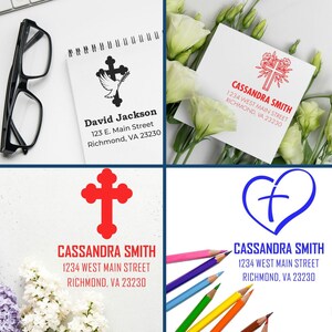 Christian Address Stamps, Cross, Jesus, Open Bible, Rubber Stamp, Self ...