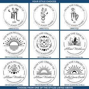 Celestial Book Stamp, Personalized Library Stamps Self-inking, Sun and ...