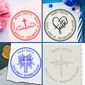Personalized Christian Address Stamps & Embossing Seals, Return Address ...