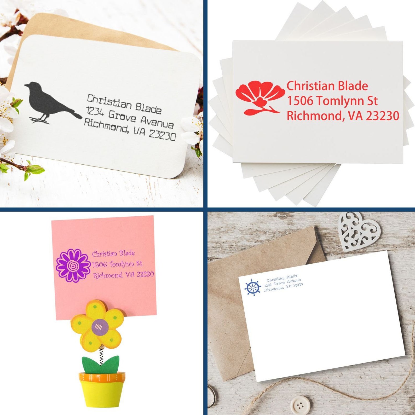 Address Stamp, Fun Designs , Self-inking Return Address Stamp, Custom ...