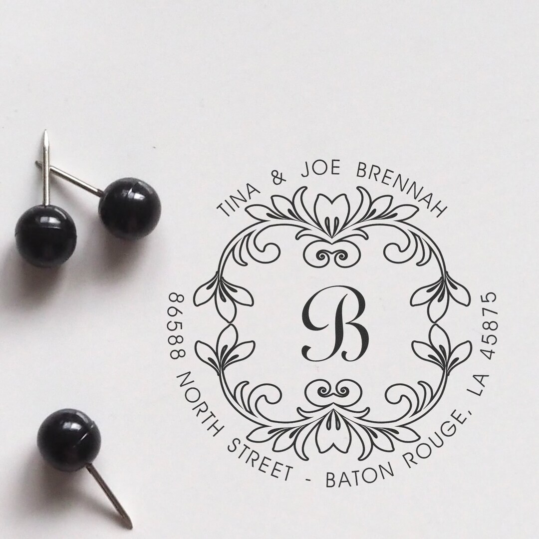 Personalized Floral Address Stamp | Custom Round Self-inking Design ...