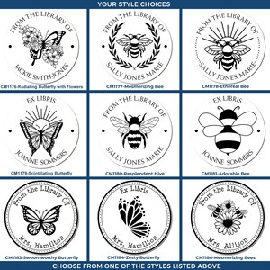 Personalized Library Stamp, Bees and Butterflies, Self-inking Book ...