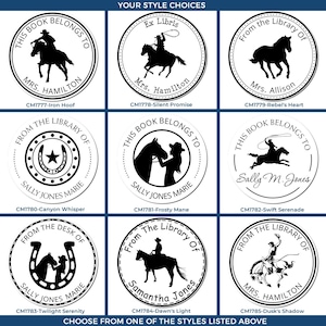 Personalized Western Horse Book Embossing Stamp - Customizable, Horses ...