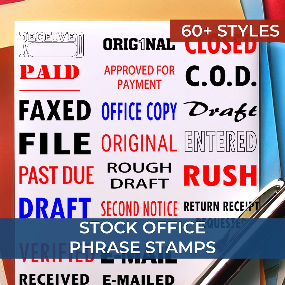 Office Message Stamps, Paid, Posted Stamp, Received, for Deposit Only ...