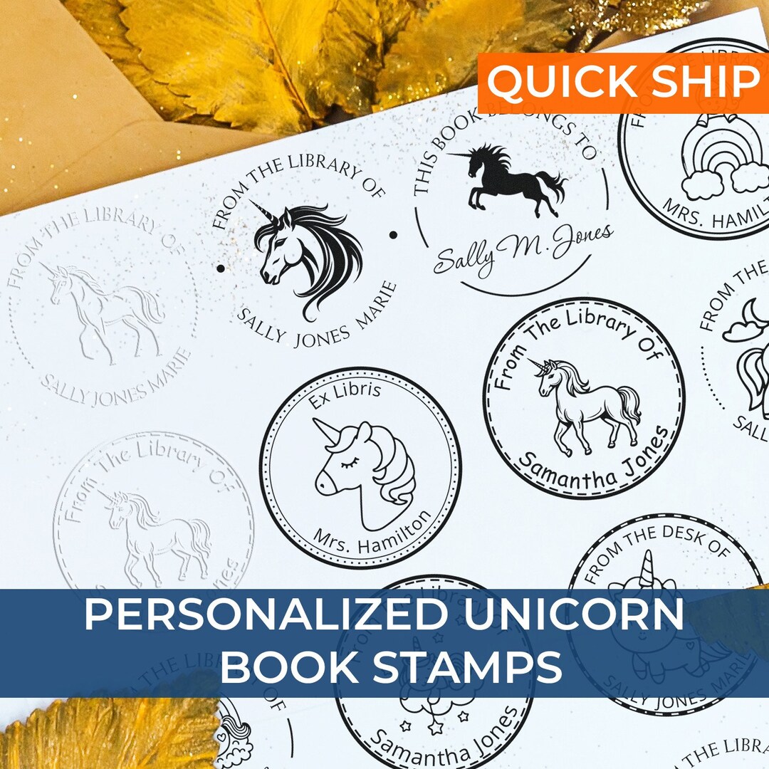 Mythical Unicorn Custom Library Stamp - Personalized Library Embosser ...