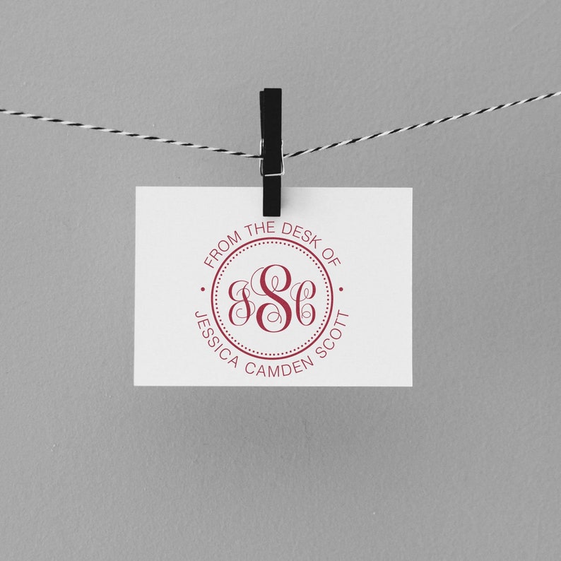 Self Inking Stamp, Interlocking Monogram Stamp, Desk of Stamp, Name ...
