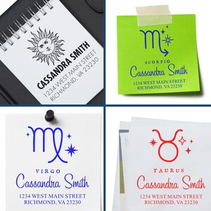 Astro Sign Personalized Address Stamps, Witchy Gifts, Custom Rubber ...