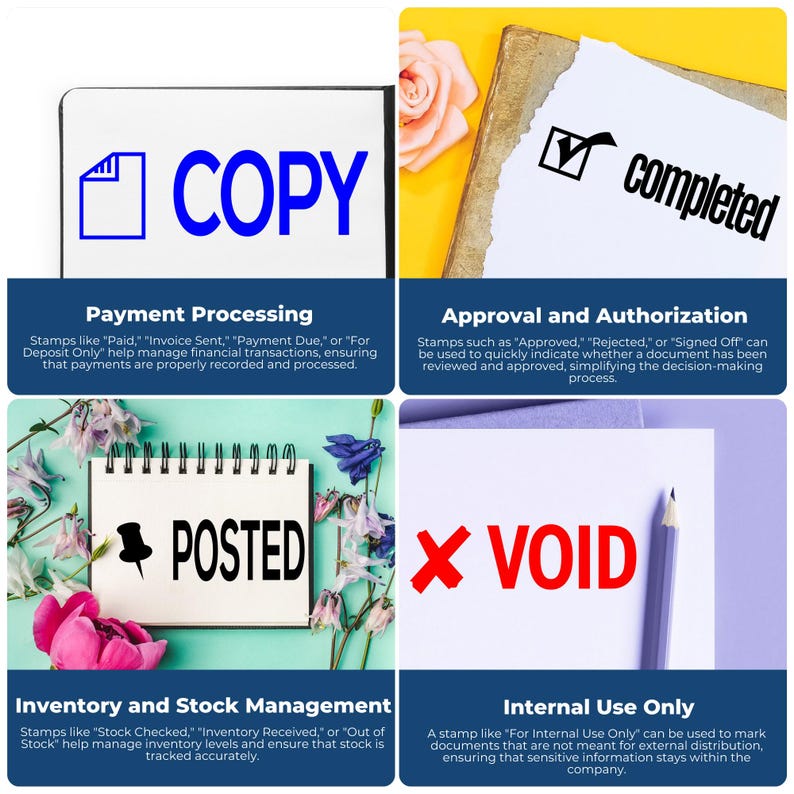 Office Message Stamps, Paid, Posted Stamp, Received, for Deposit Only ...