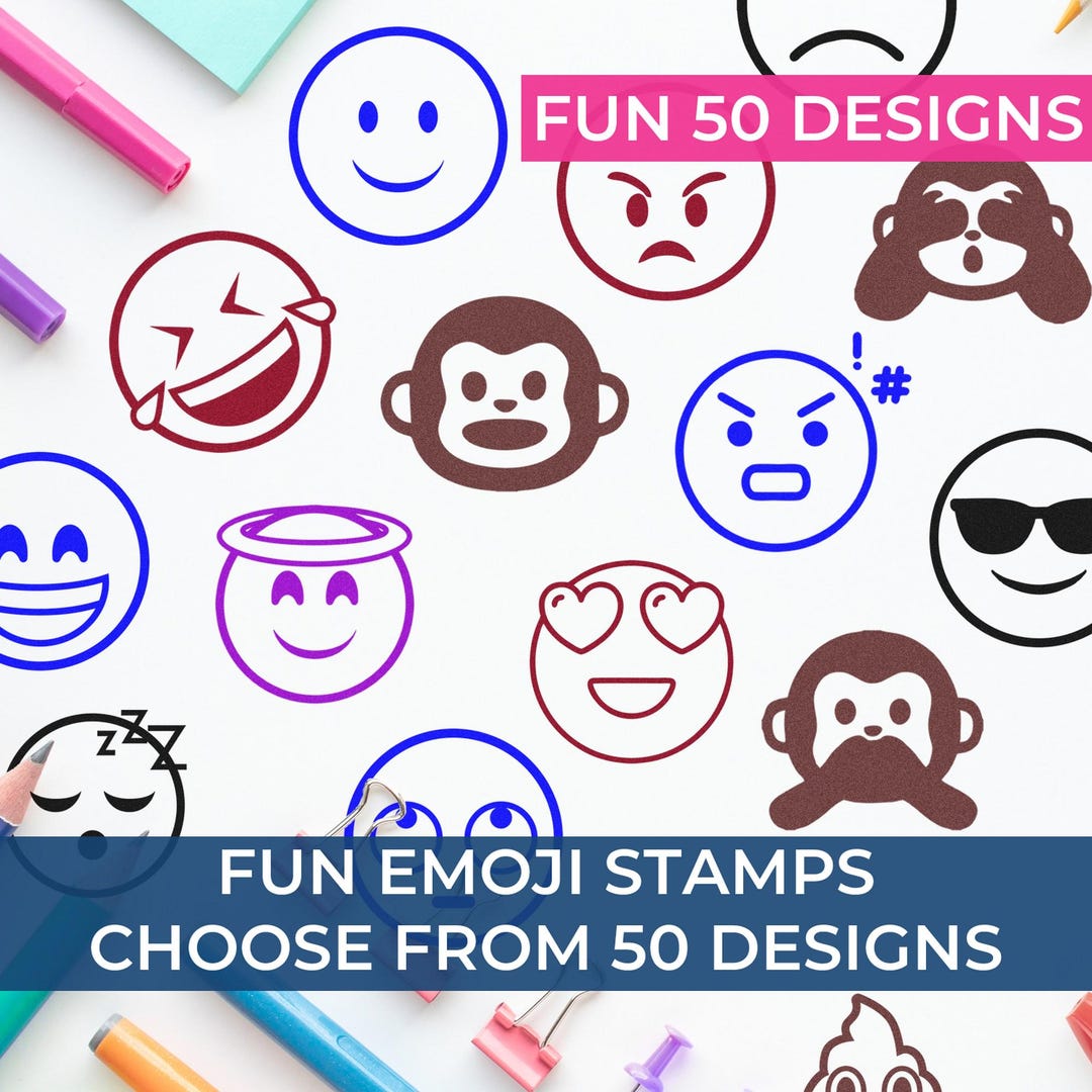 Fun Emoji Stamps, Self-inking or Hand Stamps, Smiley Face, Happy Face ...