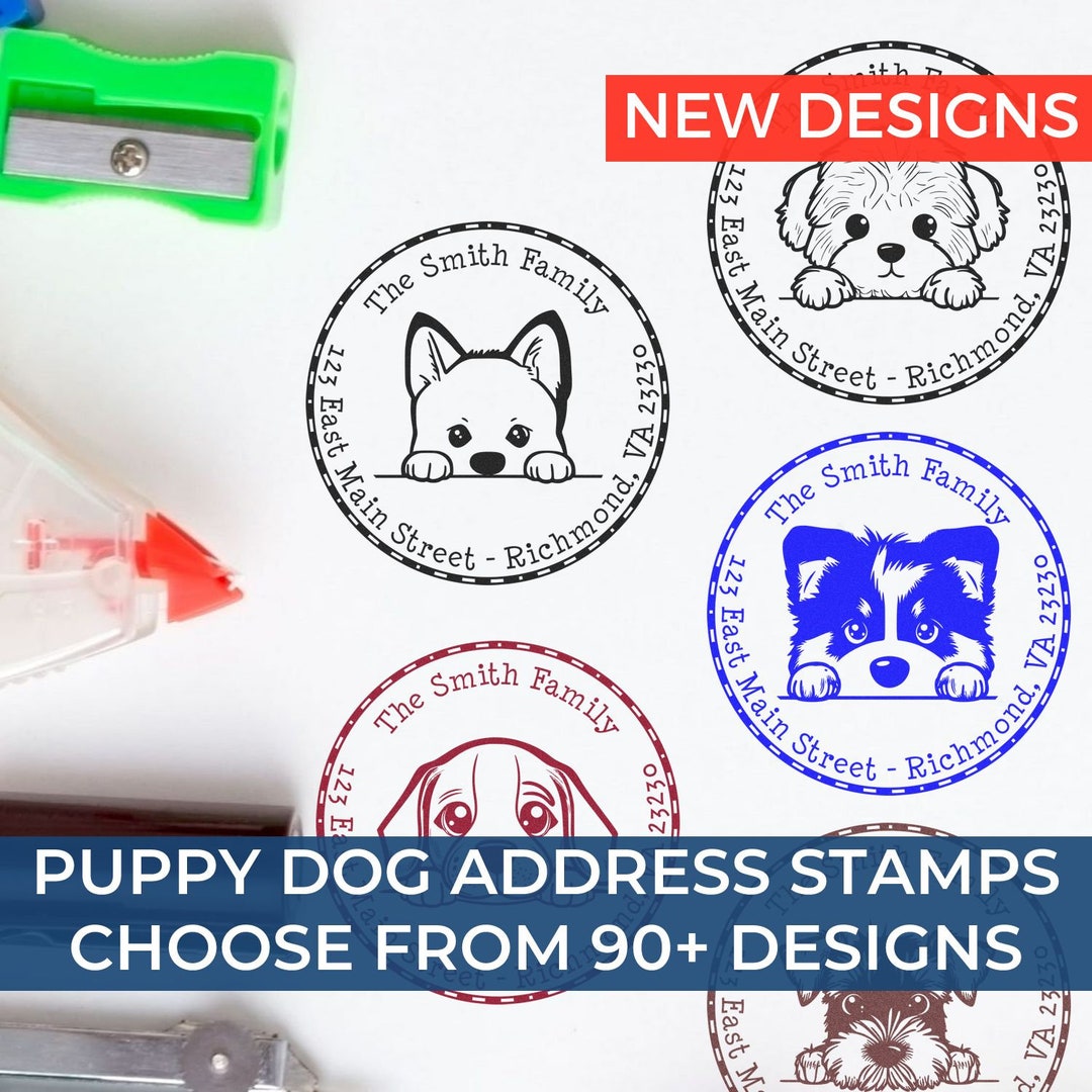 Peeking Puppy Dog Address Stamp, Stamps & Seals, Perfect Dog Lover Gift ...