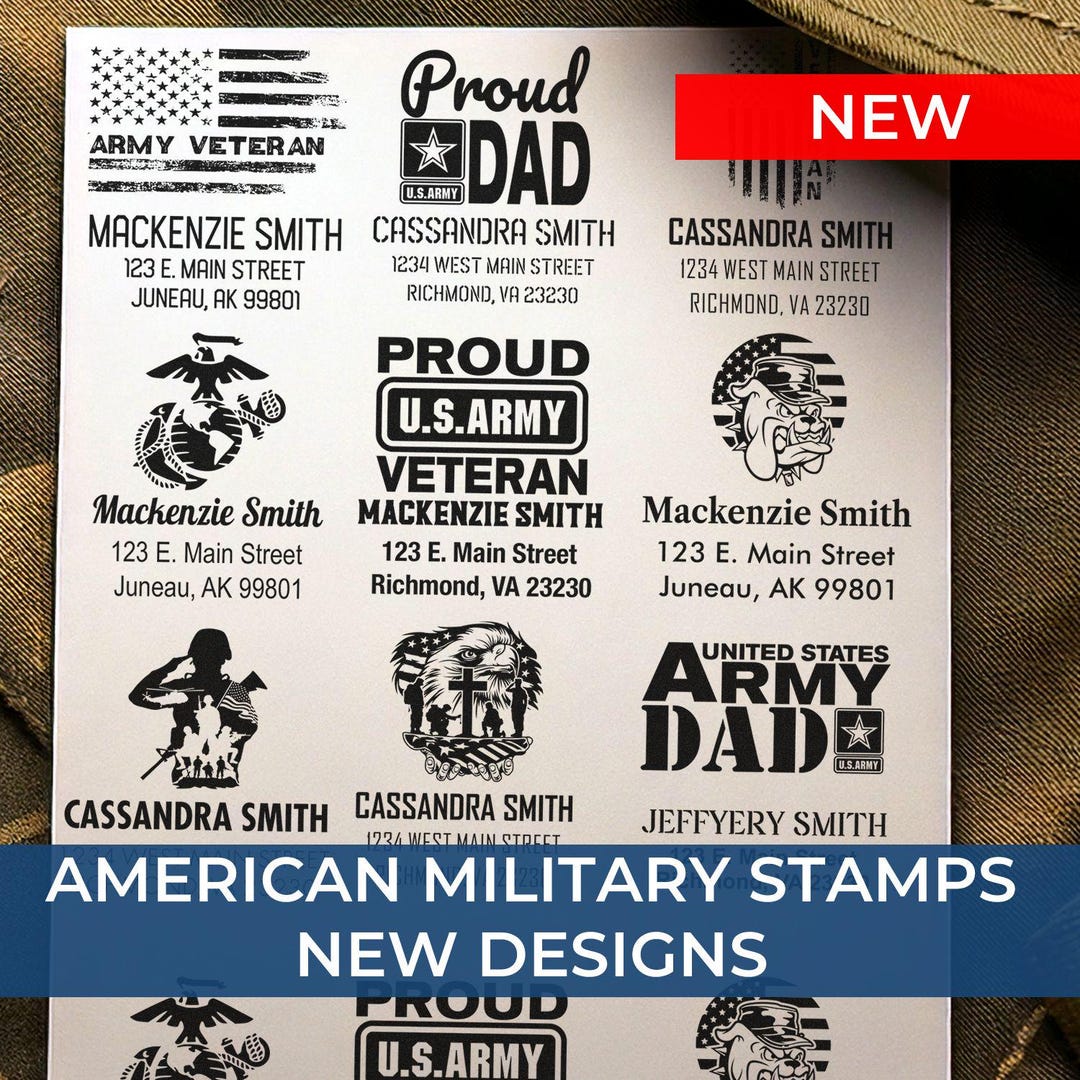 Personalized Military Address Stamp for Veterans - Army, Navy, Air ...