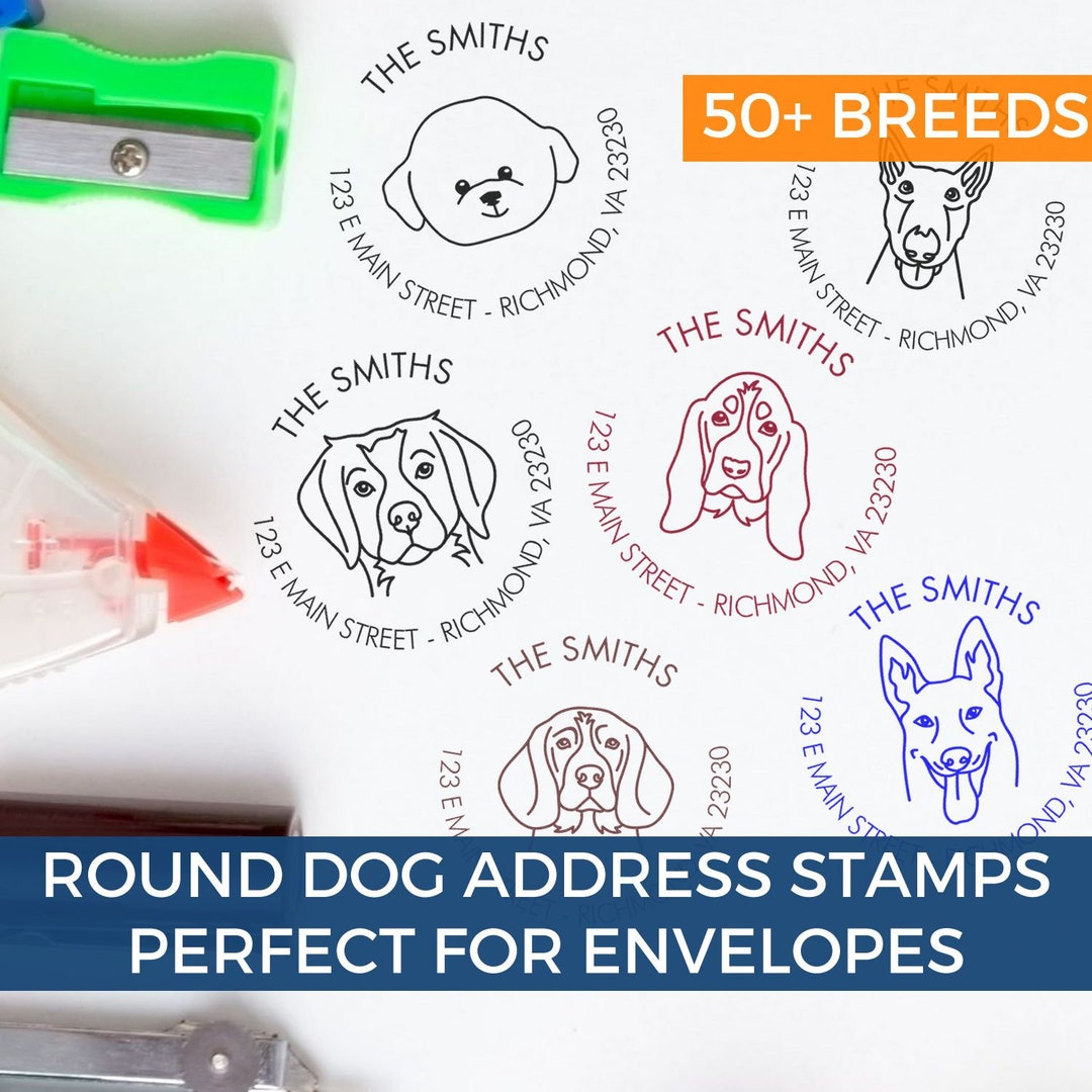 Dog Address Stamp, Handmade Gift, Personalized Stamp, Canine Designs ...
