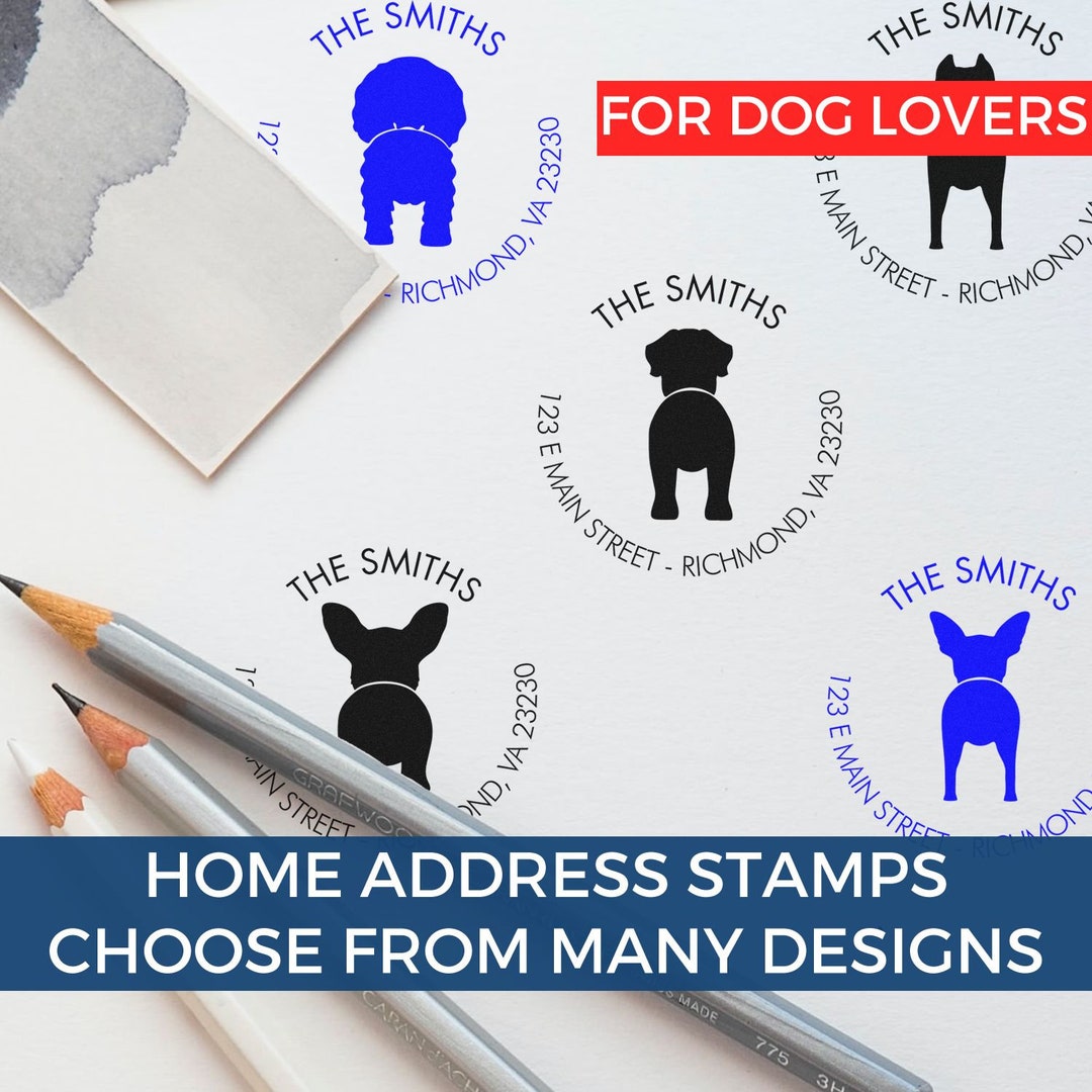 Dog Address Stamp, Personalized Dog Stamper, Rubber Stamp Self-inked ...