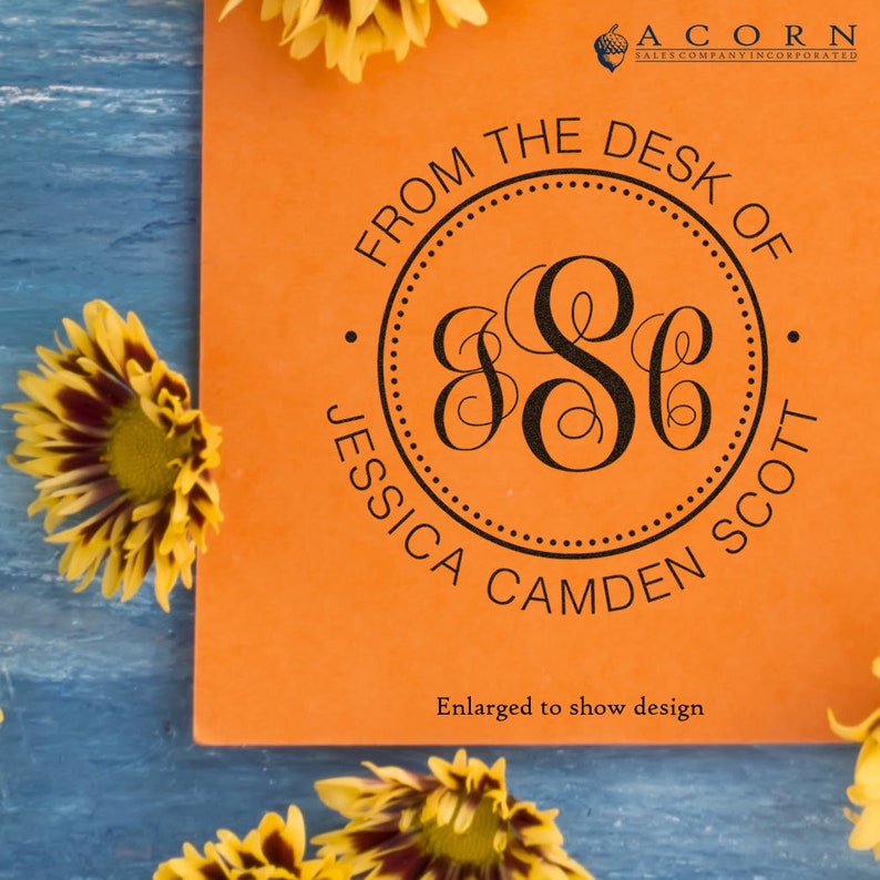 Self Inking Stamp, Interlocking Monogram Stamp, Desk of Stamp, Name ...