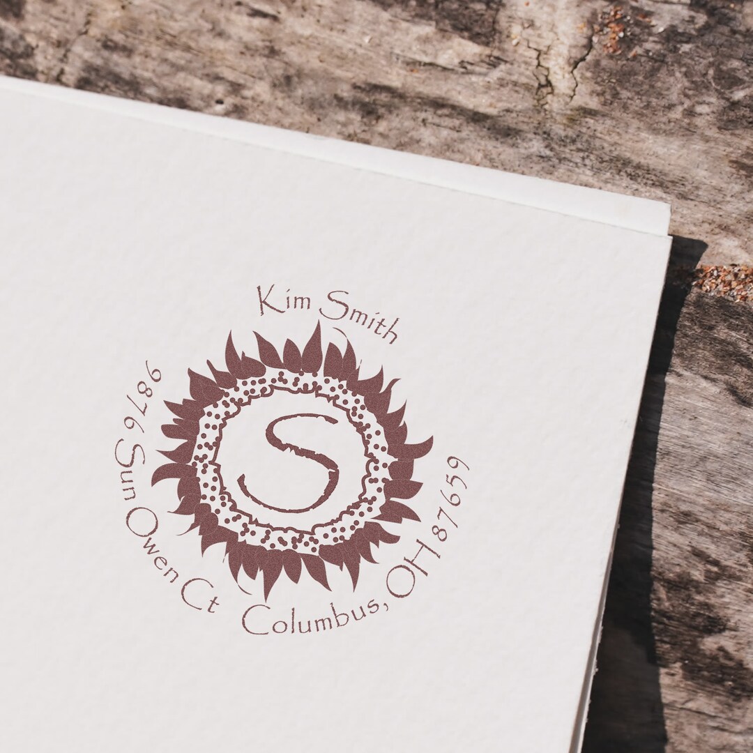 Sunflower Address Stamp | Personalized Self-inking for Florists | Ideal ...