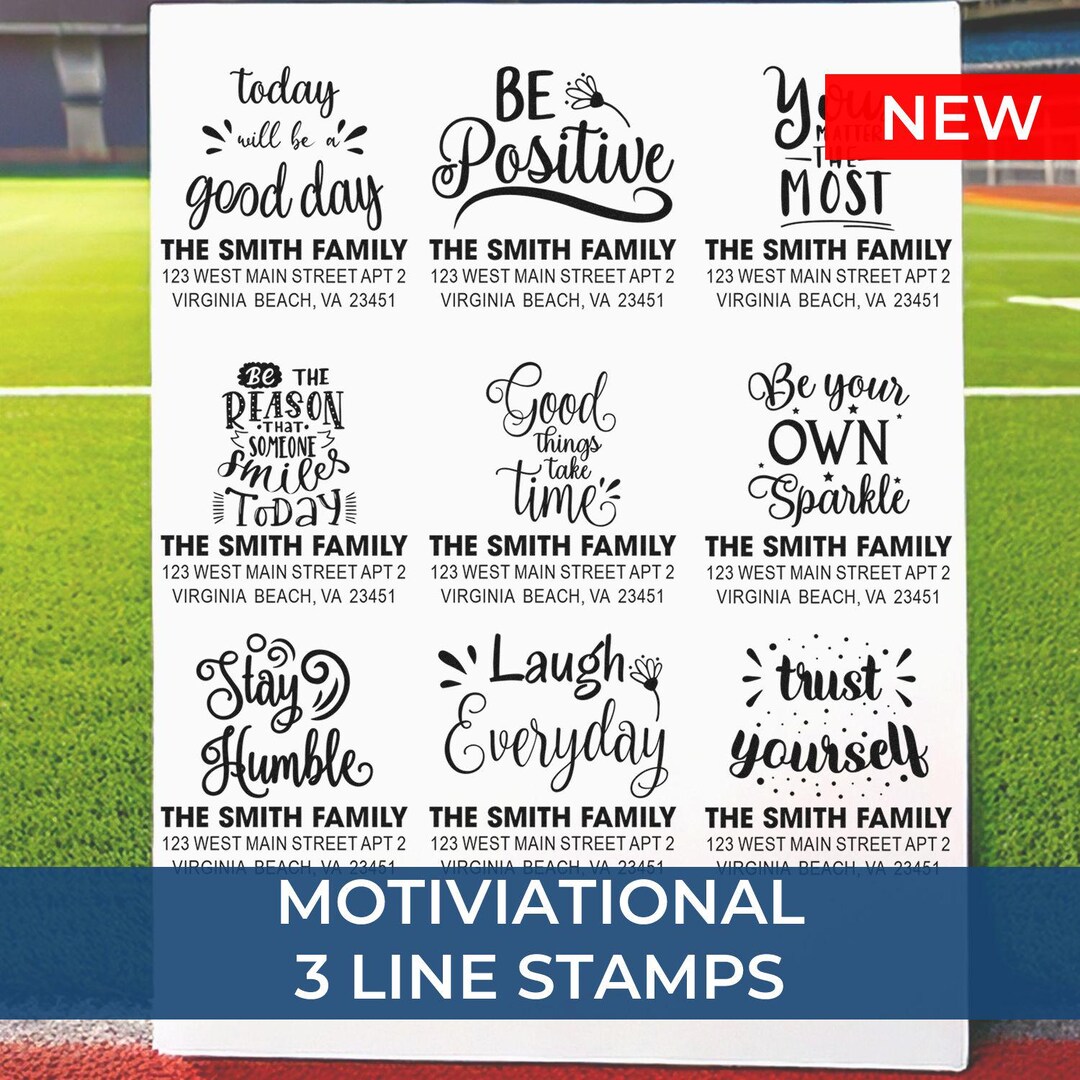 Custom Motivational Rubber Stamp, Personalized 3 Line Custom Stamp ...