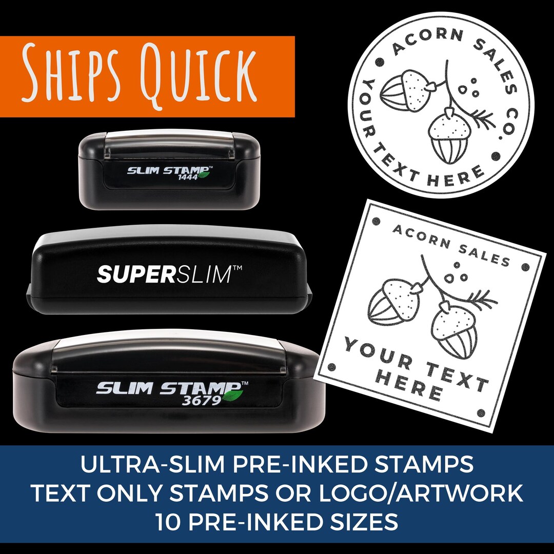 Slim Pre-inked Stamps, Custom Artwork Stamper, Business Logo Stamp With ...