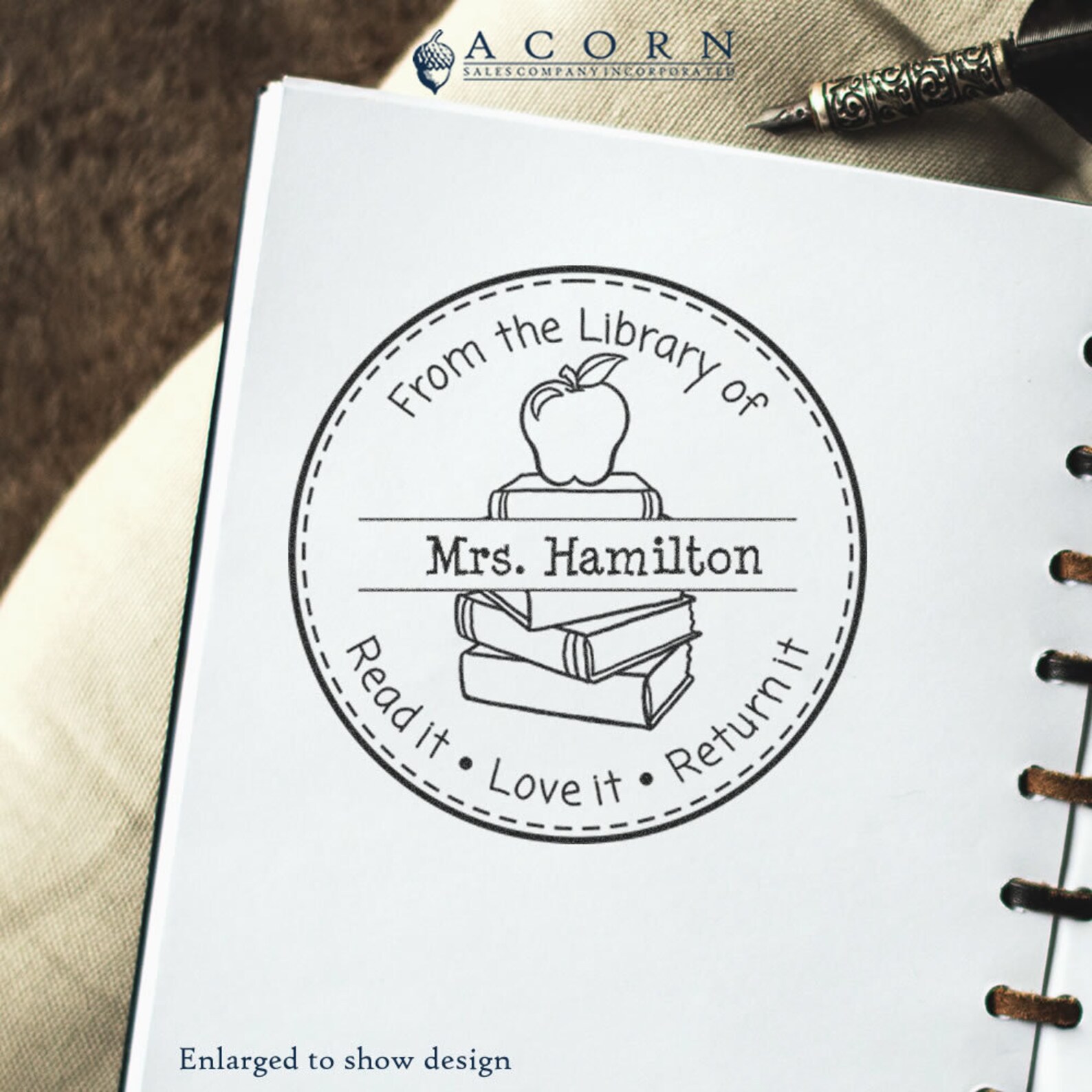 Custom Library Name Classroom Book Stamp Personalized Apple - Etsy