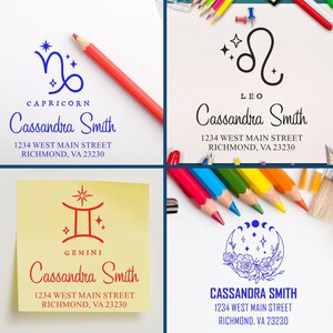 Astro Sign Personalized Address Stamps, Witchy Gifts, Custom Rubber ...
