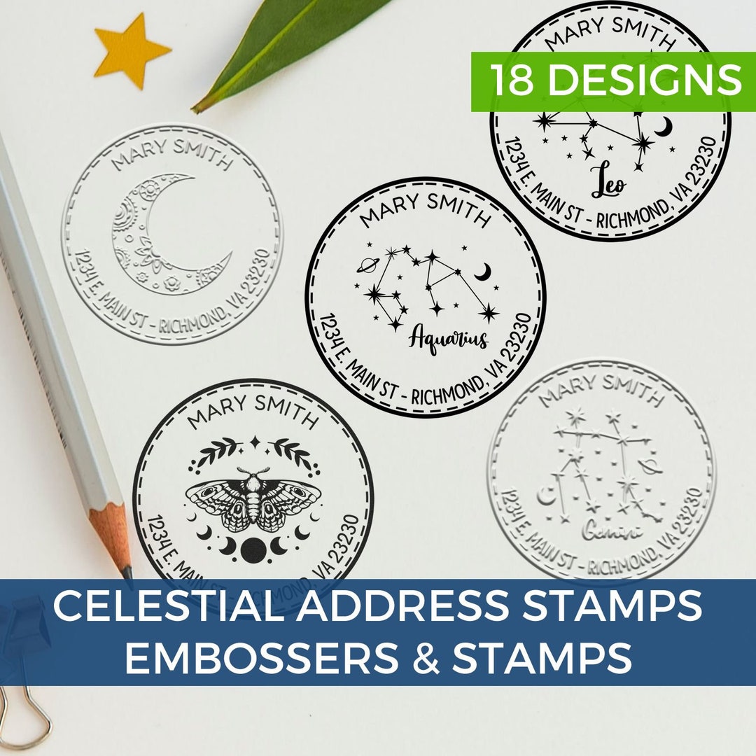 Zodiac Star Constellation Stamps, Custom Return Address Stamp, Leo ...