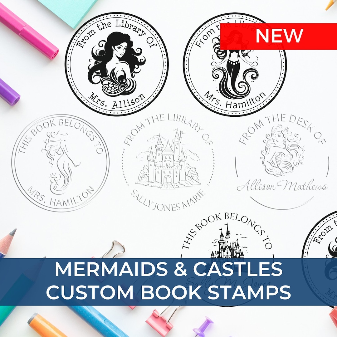 Custom Mermaid Stamps for Books, Personalized Mermaid Bookplate ...