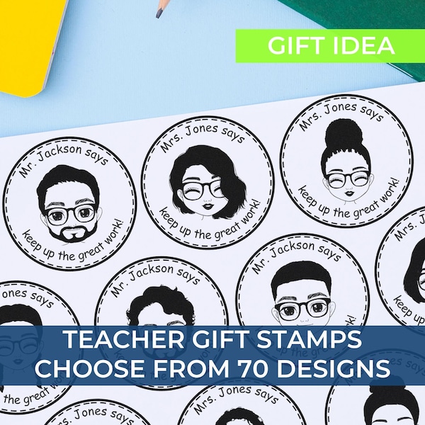 Personalised Bitmoji Teacher Stamp - Etsy