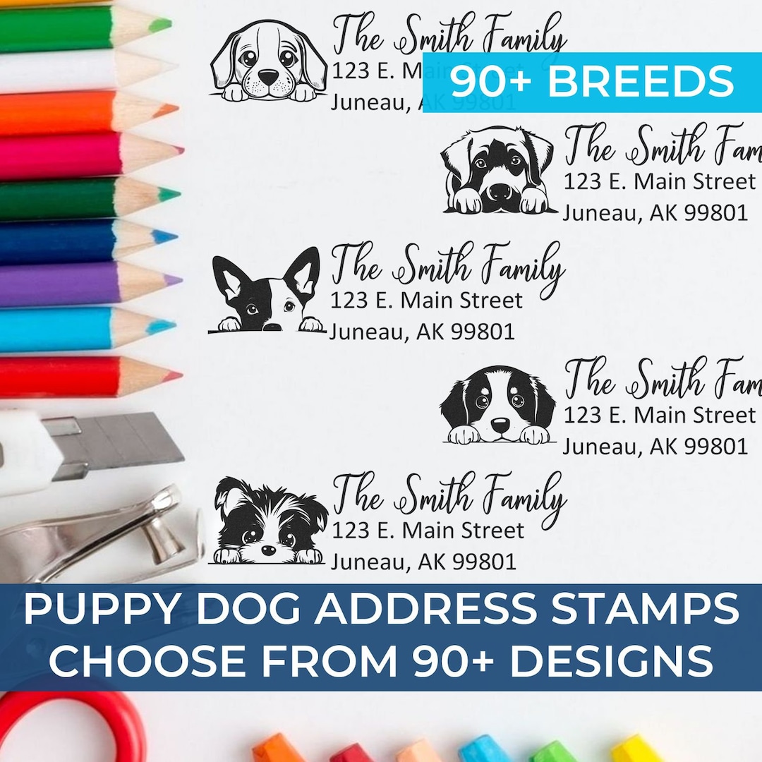 Puppy Dog Address Stamps, Customized Address Stamp, Personalized Gift ...