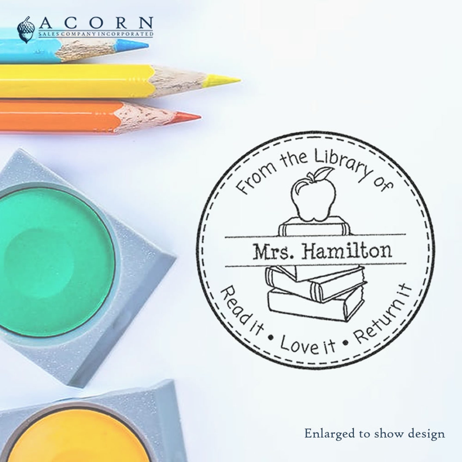 Custom Library Name Classroom Book Stamp Personalized Apple - Etsy