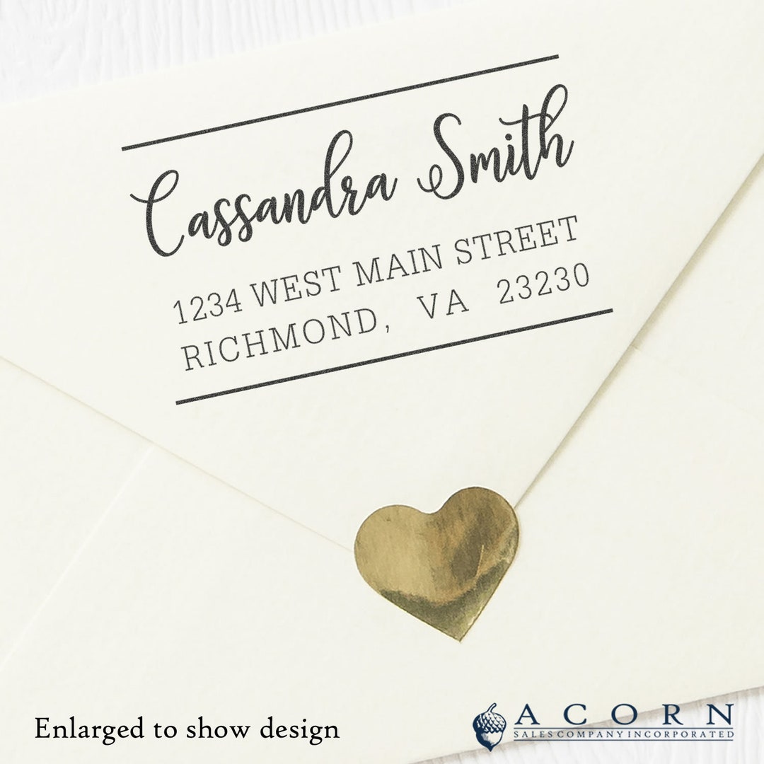 Square Scripted Font Address Stamp Rectangular Address Stamp Script ...