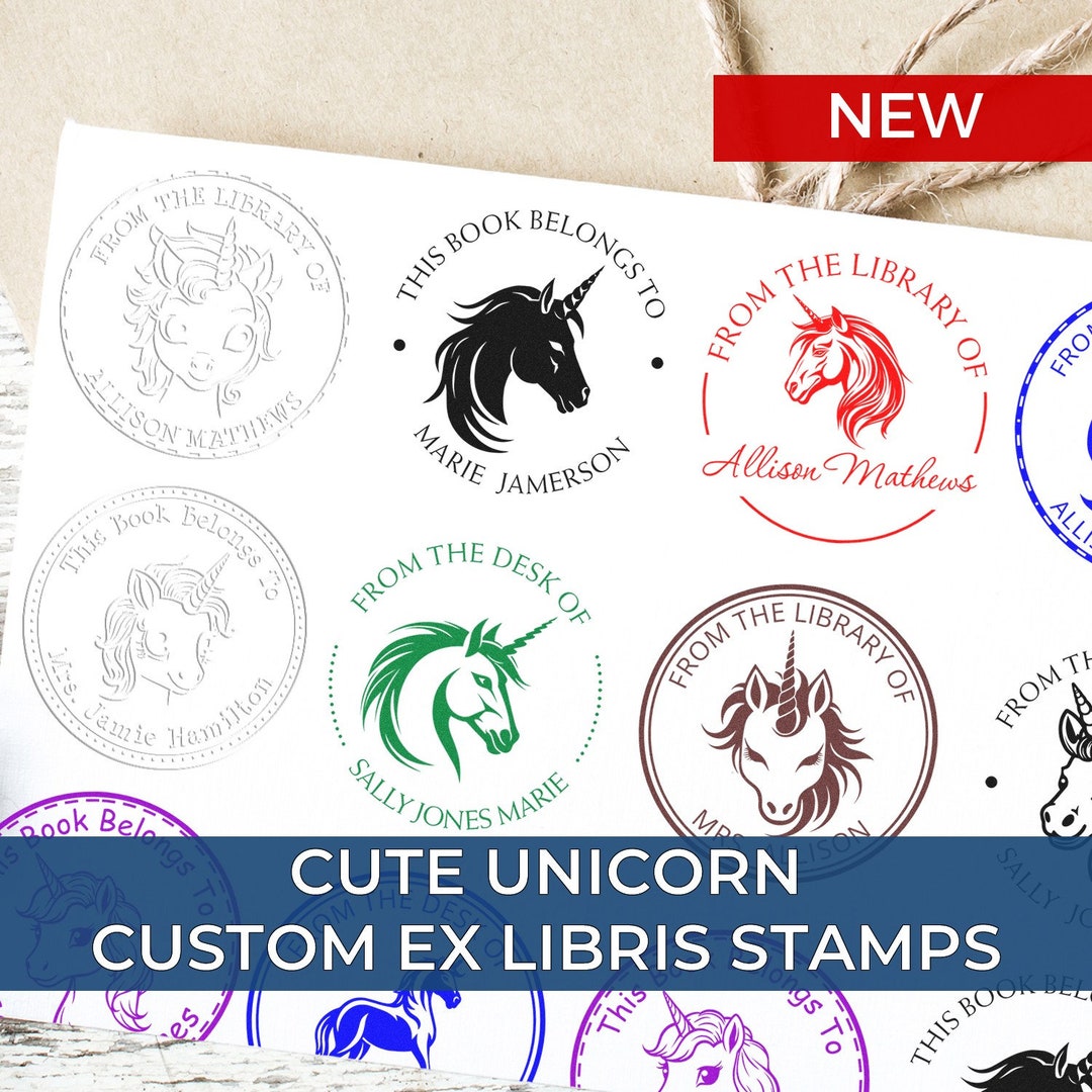Personalized Unicorn Book Embosser Stamp - Custom Stamper for Fantasy ...