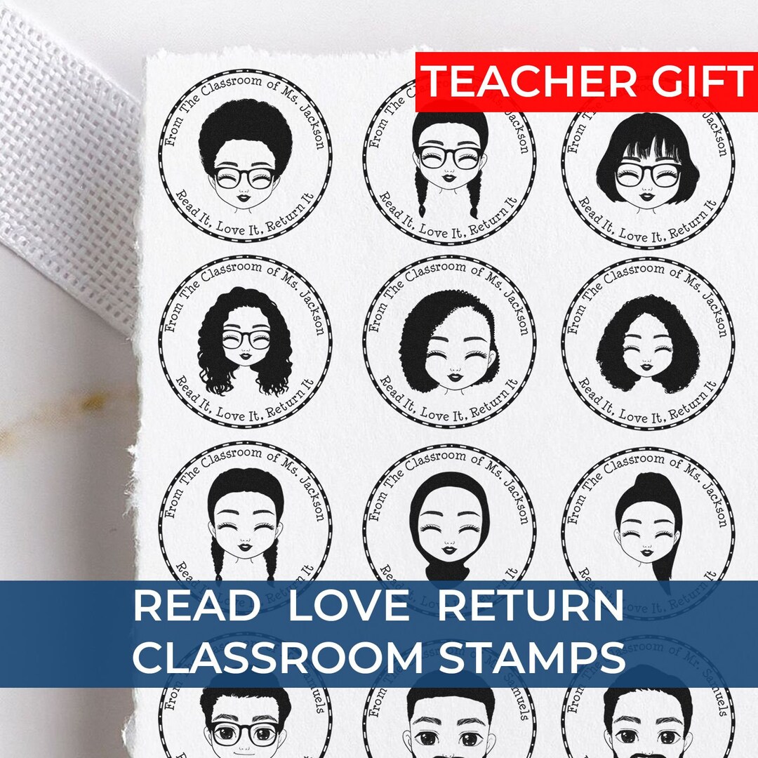 Personalized Teacher Library Stamp, From the Classroom Of, Emoji Stamps ...