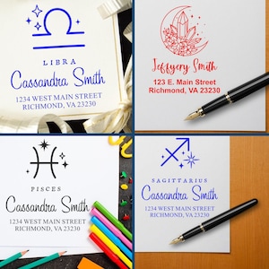 Astro Sign Personalized Address Stamps, Witchy Gifts, Custom Rubber ...