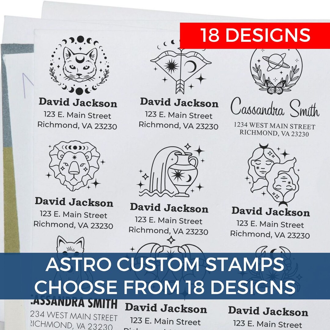 Zodiac Sign Address Stamp, Custom Rubber Stamp or Self-inking Stamp ...