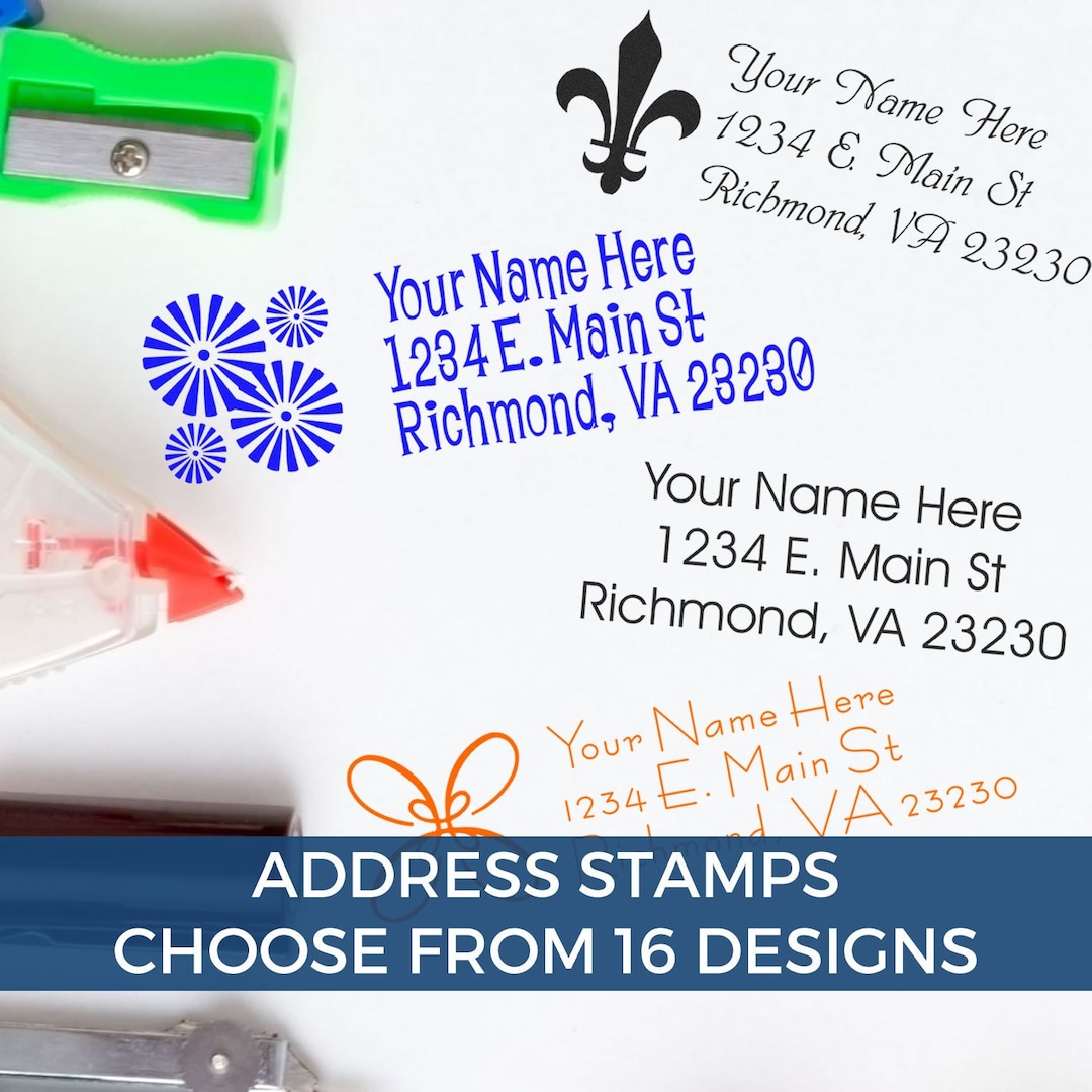 Return Address Stamp - Self Inking, Custom Address Stamp for Envelopes ...