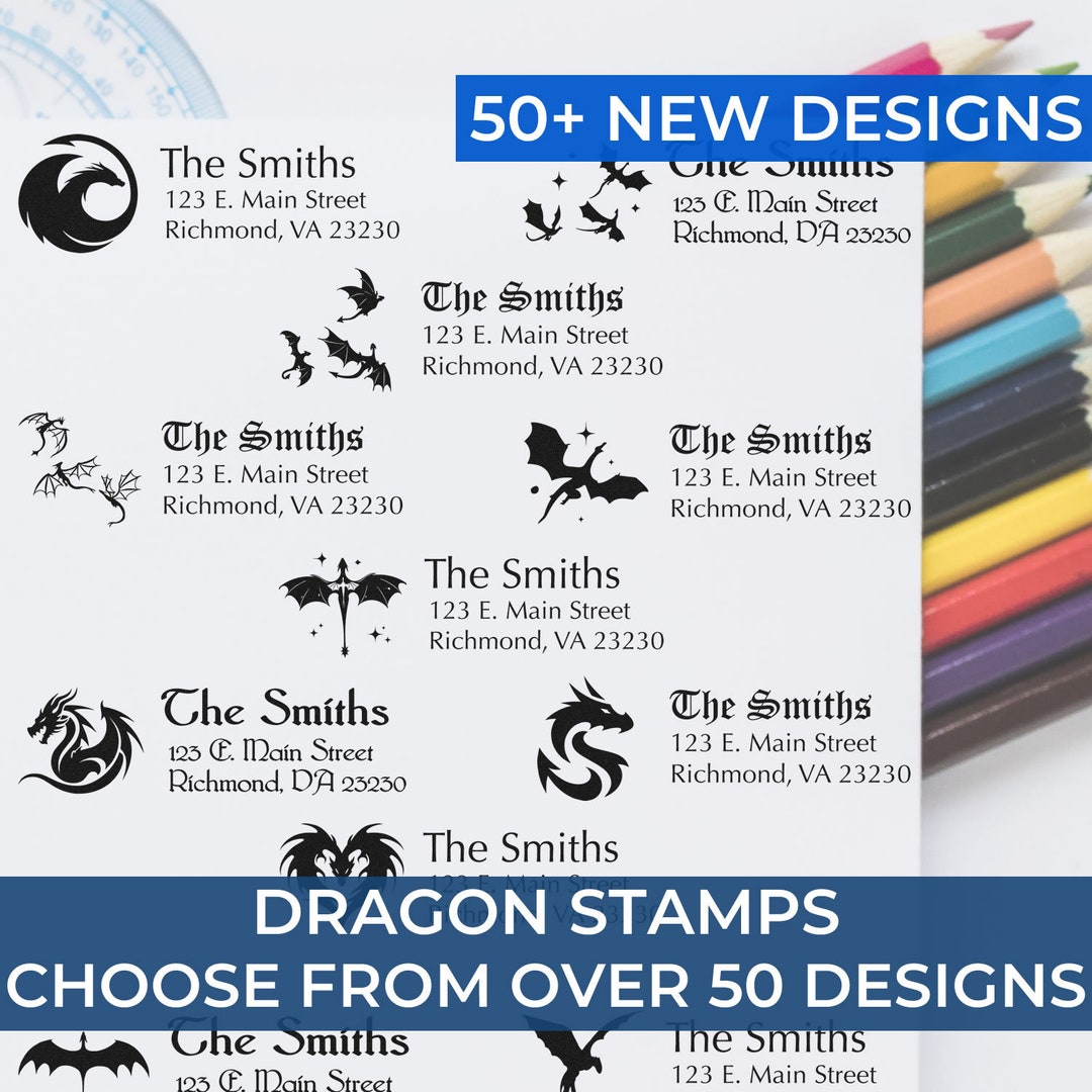 Personalized Address Stamp Self-inking, Dragon Stamps, Mythical ...