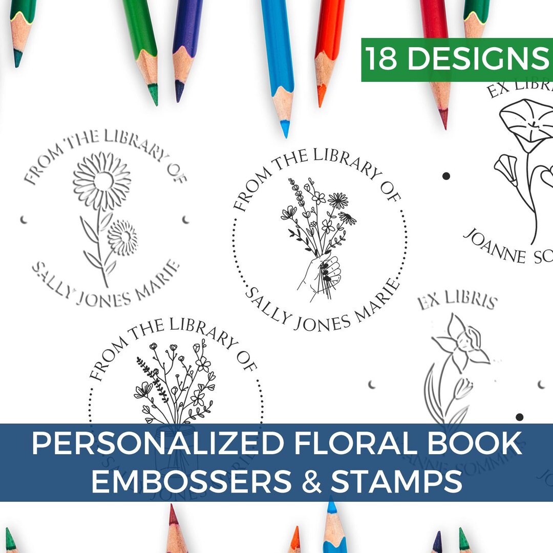 Book Stamp Personalized, Birth Month Flowers, Self-inking Library Stamp ...