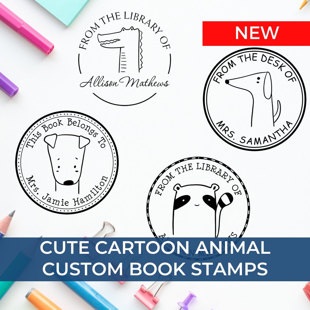 Animal Custom Book Stamps - Personalized Ex Libris Stamps, Round ...
