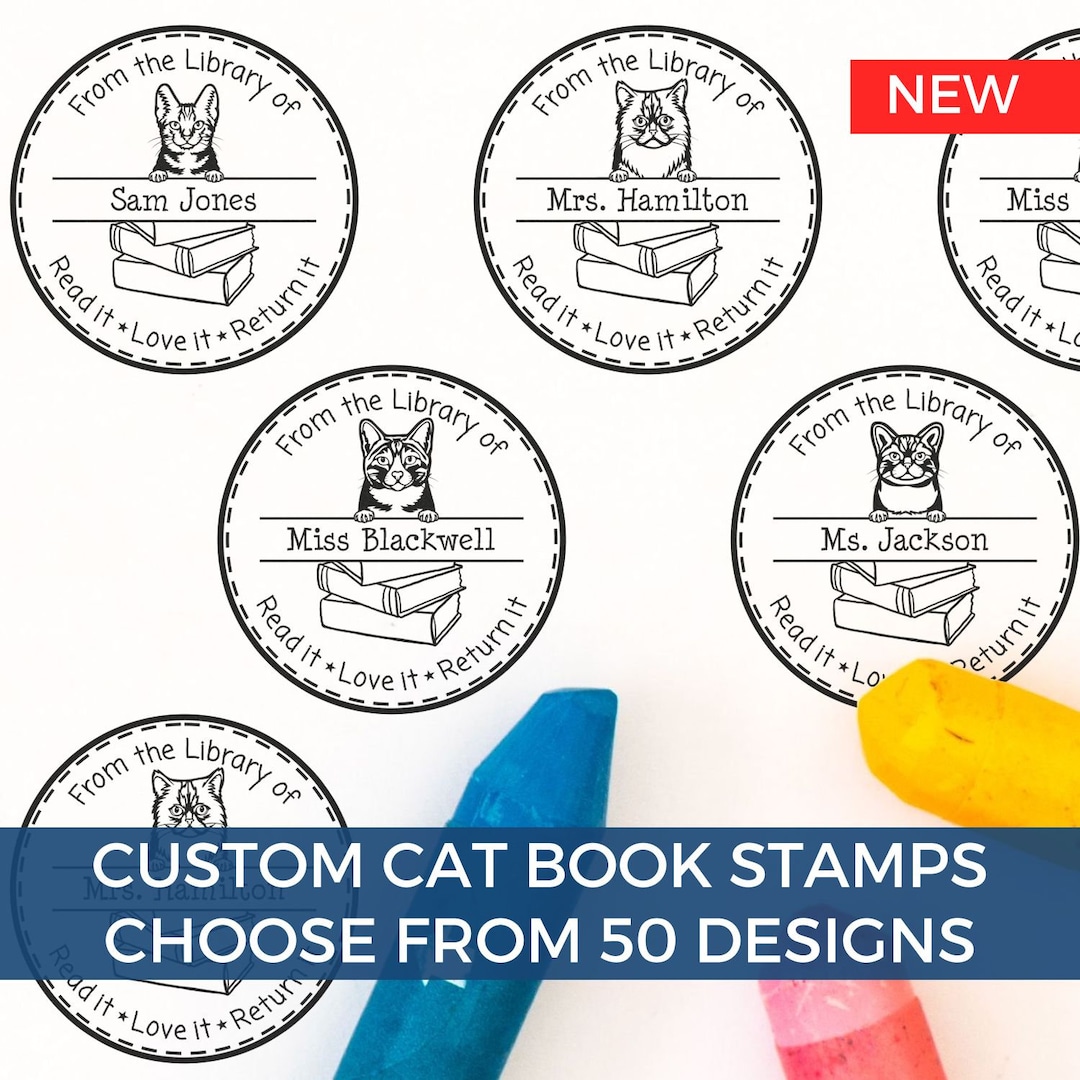 Personalized Teacher Book Return Stamp - Custom Library Rubber Stamp ...