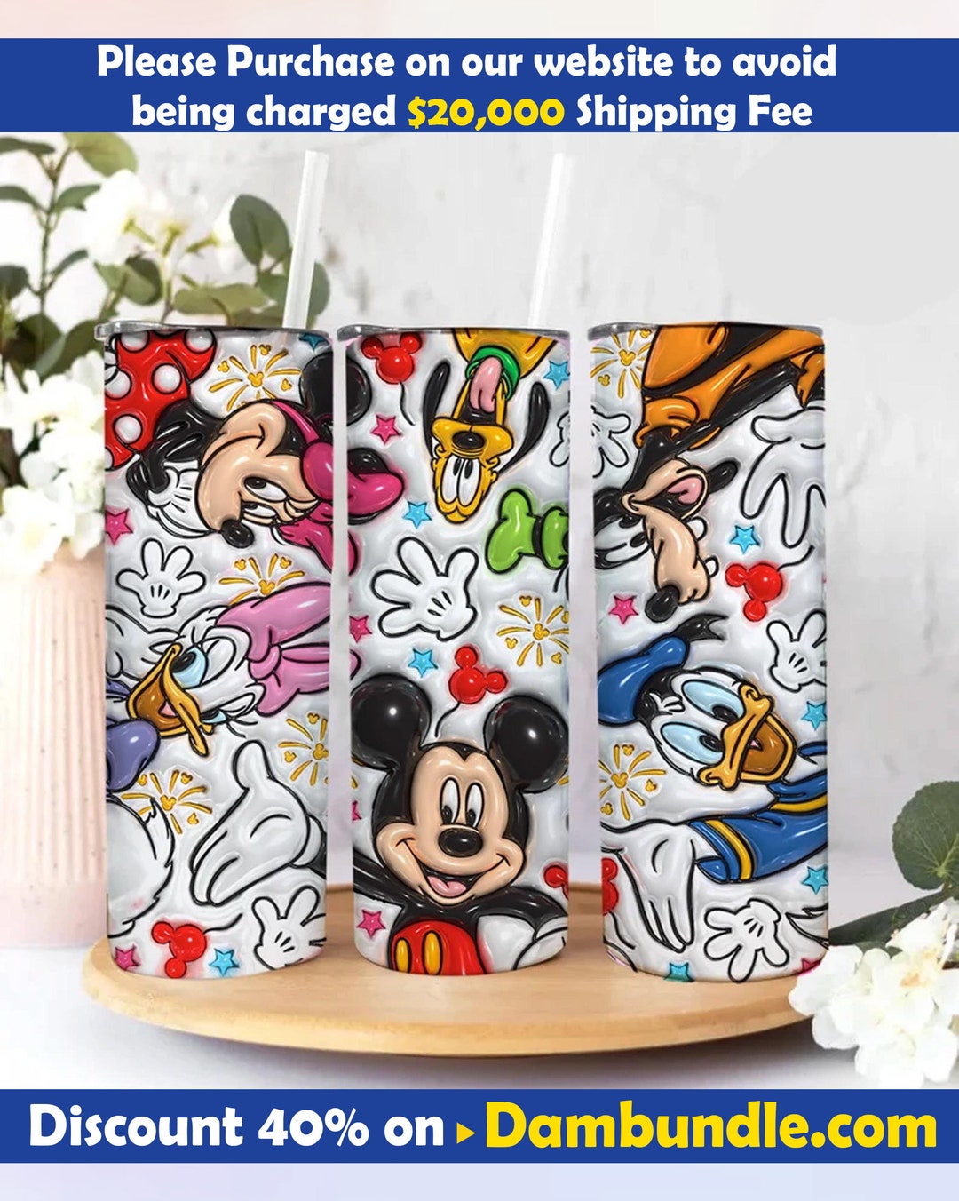 3D Inflated Cartoon Tumbler Wrap, Mouse Design Tumbler, 3D Puffy Magic Castle - Etsy