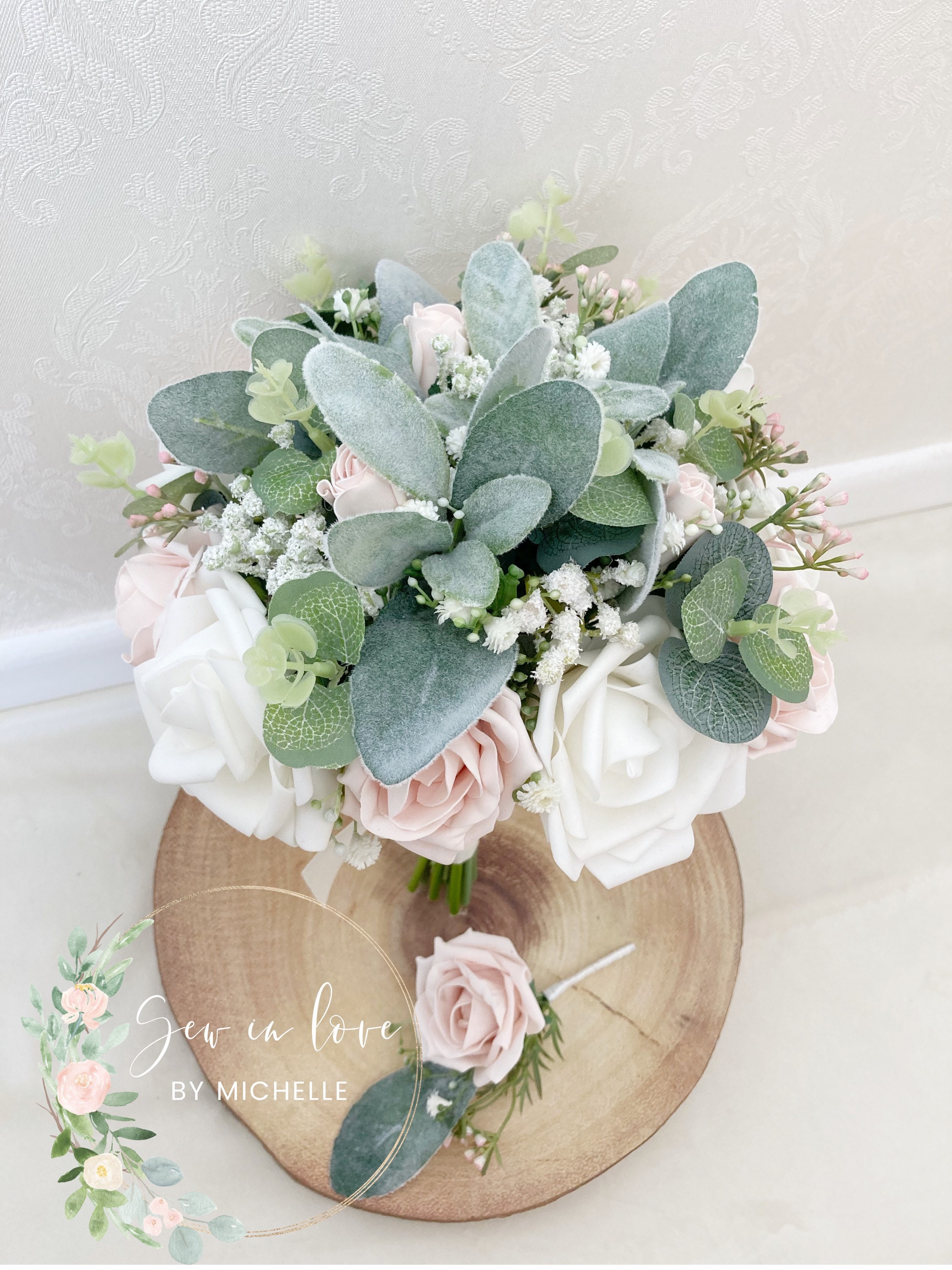 Blush pink wedding bouquet matching items available | Etsy