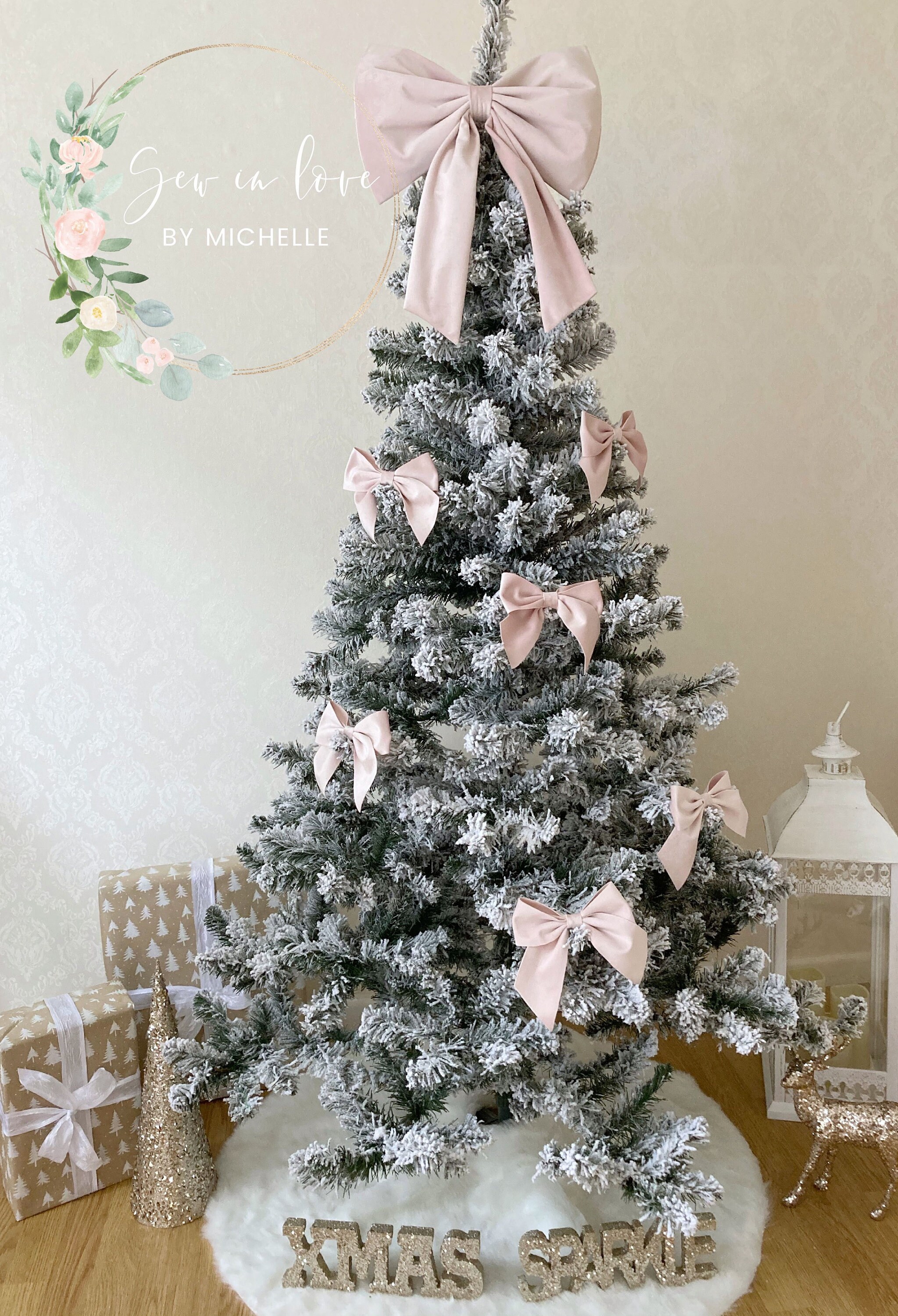 Luxury Handmade Blush Pink Velvet Christmas Tree Bow - Etsy UK