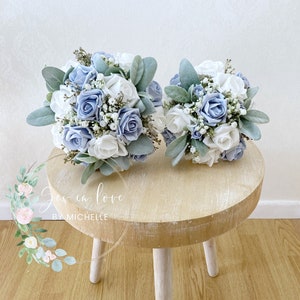 Dusty Blue Wedding Flowers Dusty Blue Bridal Bouquet Light Blue Bouquet ...